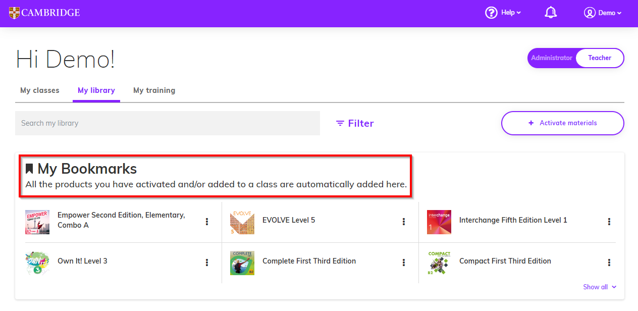 How do I activate my teaching materials on Cambridge One? – Cambridge One
