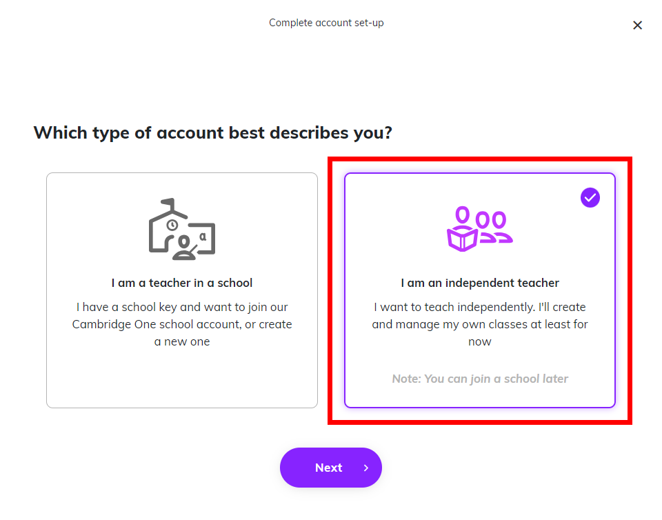 What is an independent teacher account? – Cambridge One