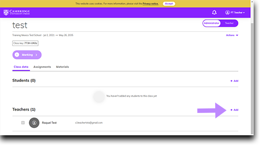 How do I add teachers to one or more classes? – Cambridge One